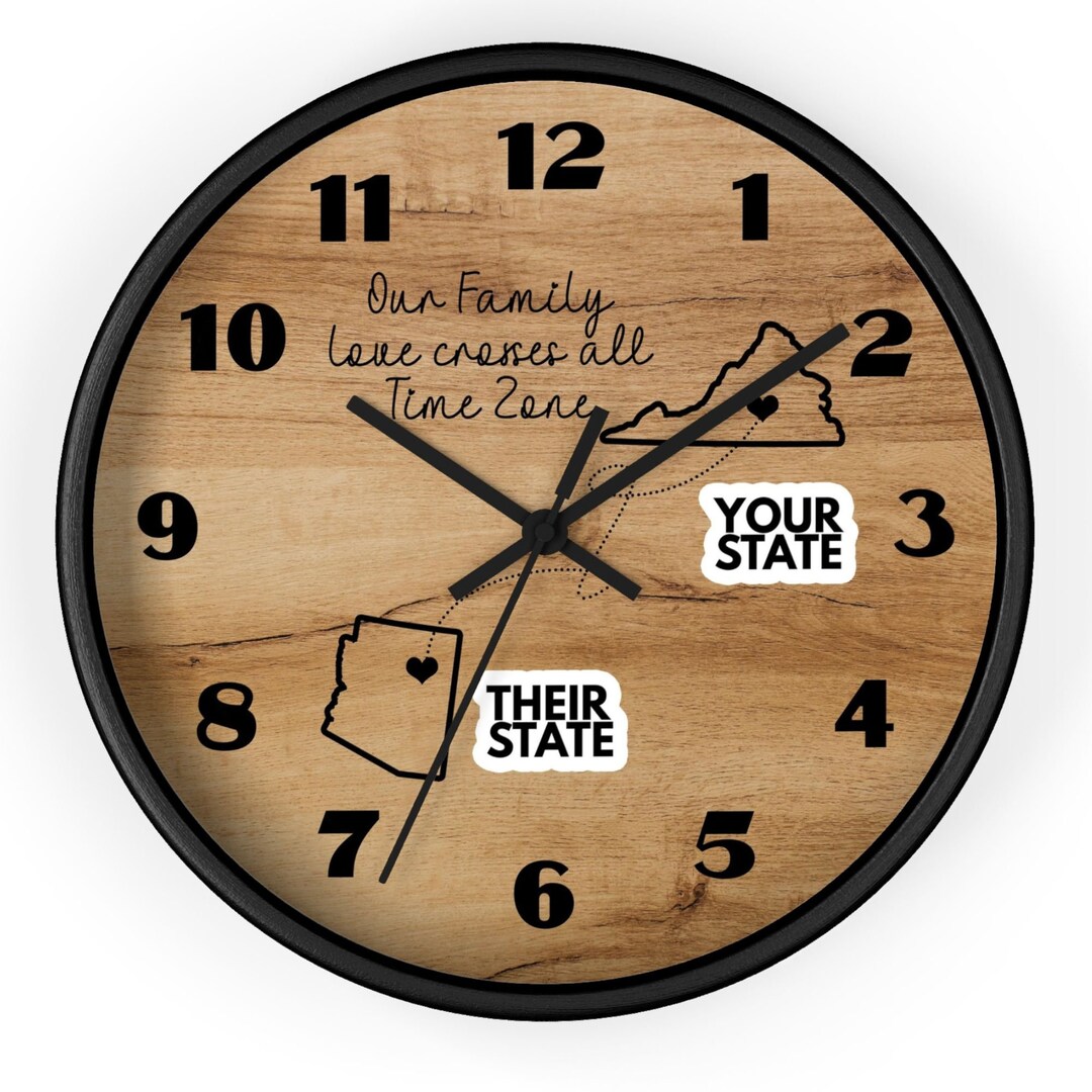 Personalized Long Distance US States Wall Clock, Living Room Wall ...