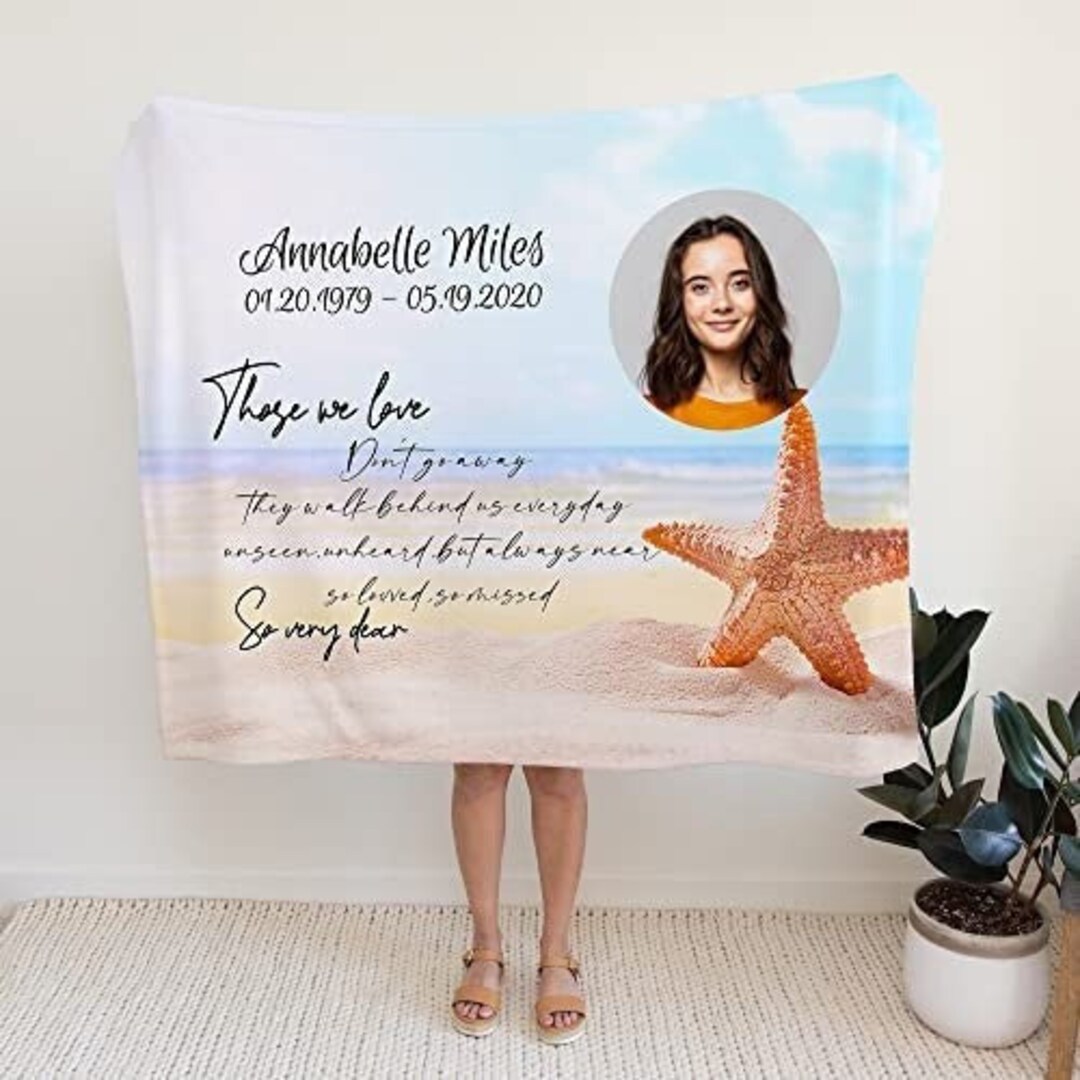 Personalized Memorial Blanket With Photo Name and Quote, Sympathy Gift ...