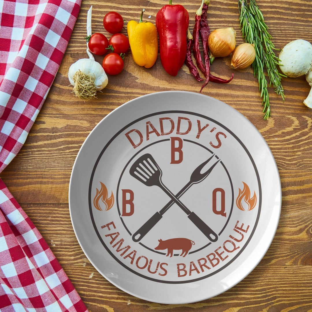 Personalized Dad BBQ Plate: Custom Name Grilling Gift - Etsy
