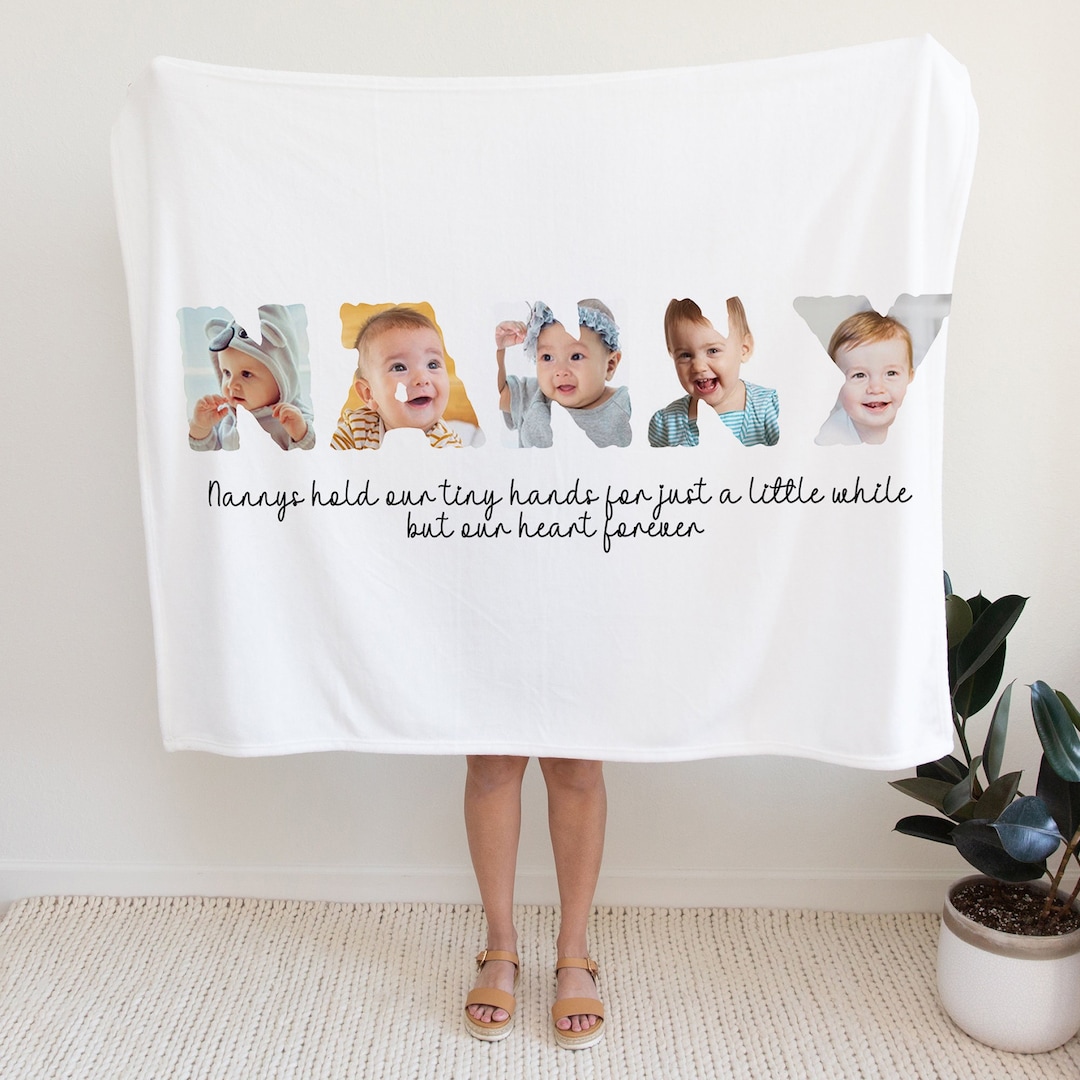 Personalized Nanny Blanket, Photo Blanket, Grandkids Photos, Gift for ...