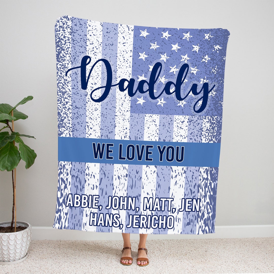 Custom USA Flag Daddy Blanket: Personalized Family Gift - Etsy