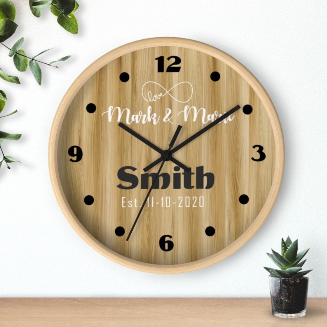 Personalized Wall Clock Family Name With Motivational Saying, Round ...