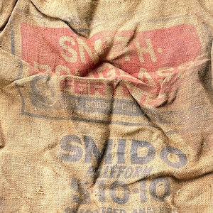 Vintage 36 by 24 Inches Burlap Sack Smith Douglas Printing 200 Lb Bags ...