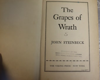 The Grapes of Wrath . John Steinbeck . First Edition Early Printing ...