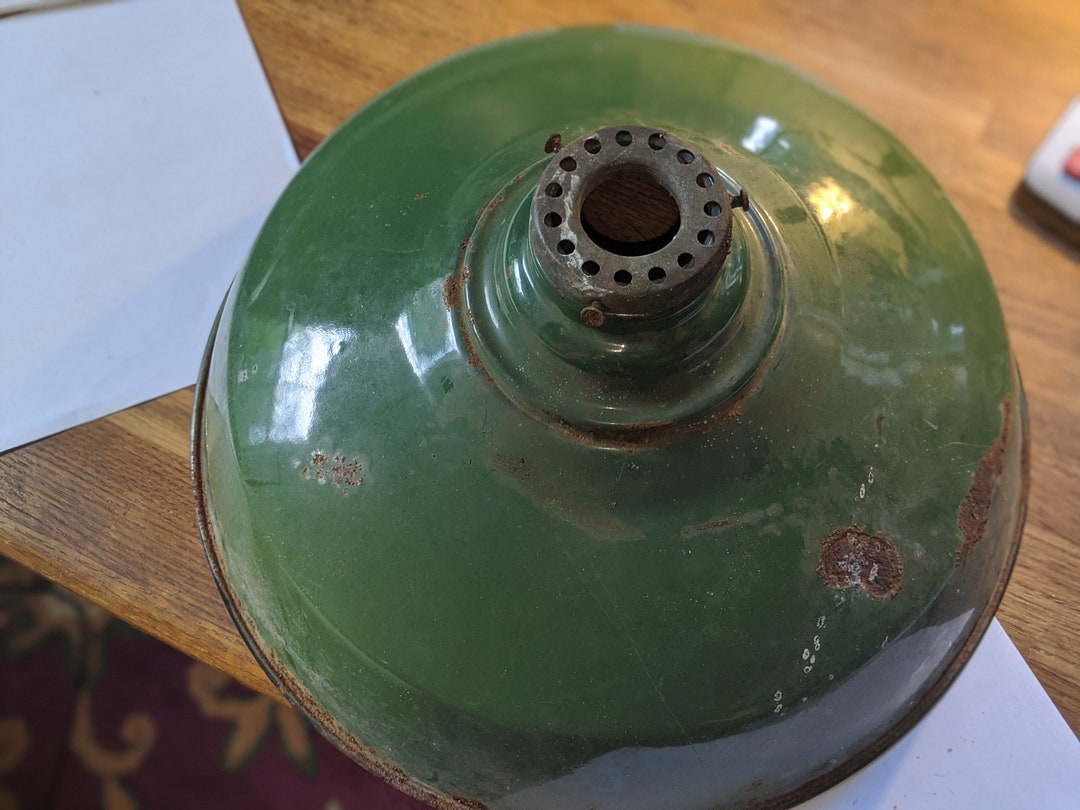 Vintage Porcelain Lamp Shade (gas Station Style Green) - Etsy