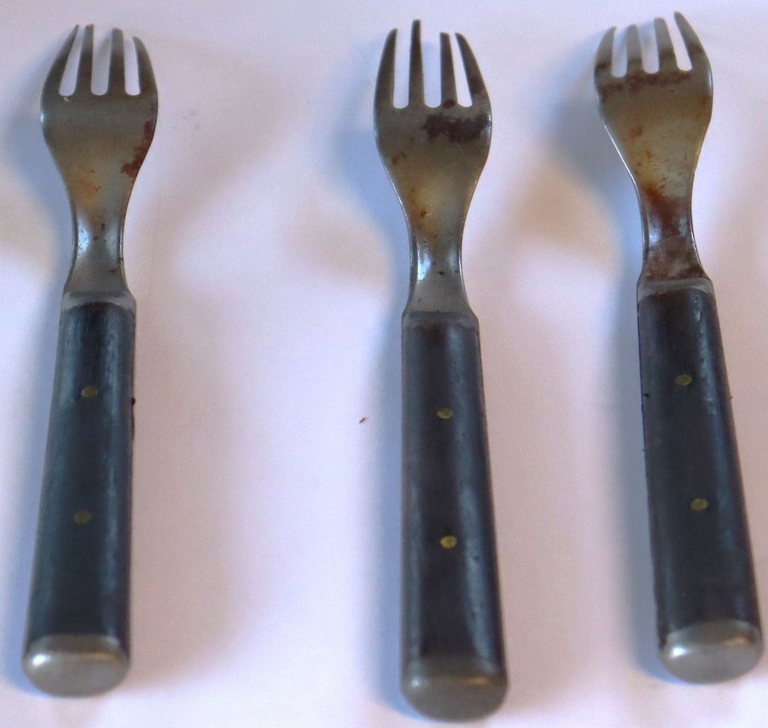 Vintage Set of 3 Forks. Heavy Wood Handles With Pewter on the End - Etsy