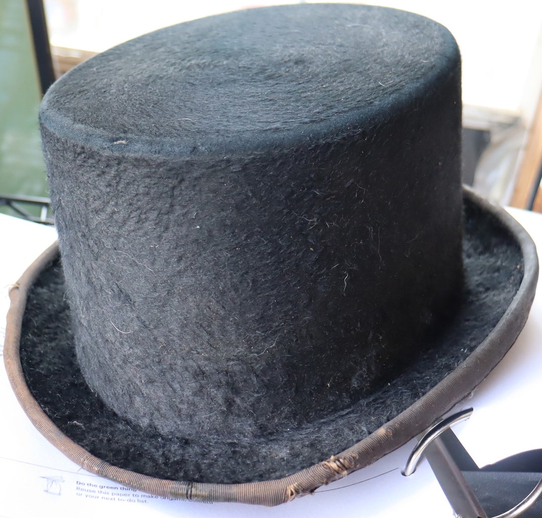 Vintage Black Stove-pipe Hat - Etsy