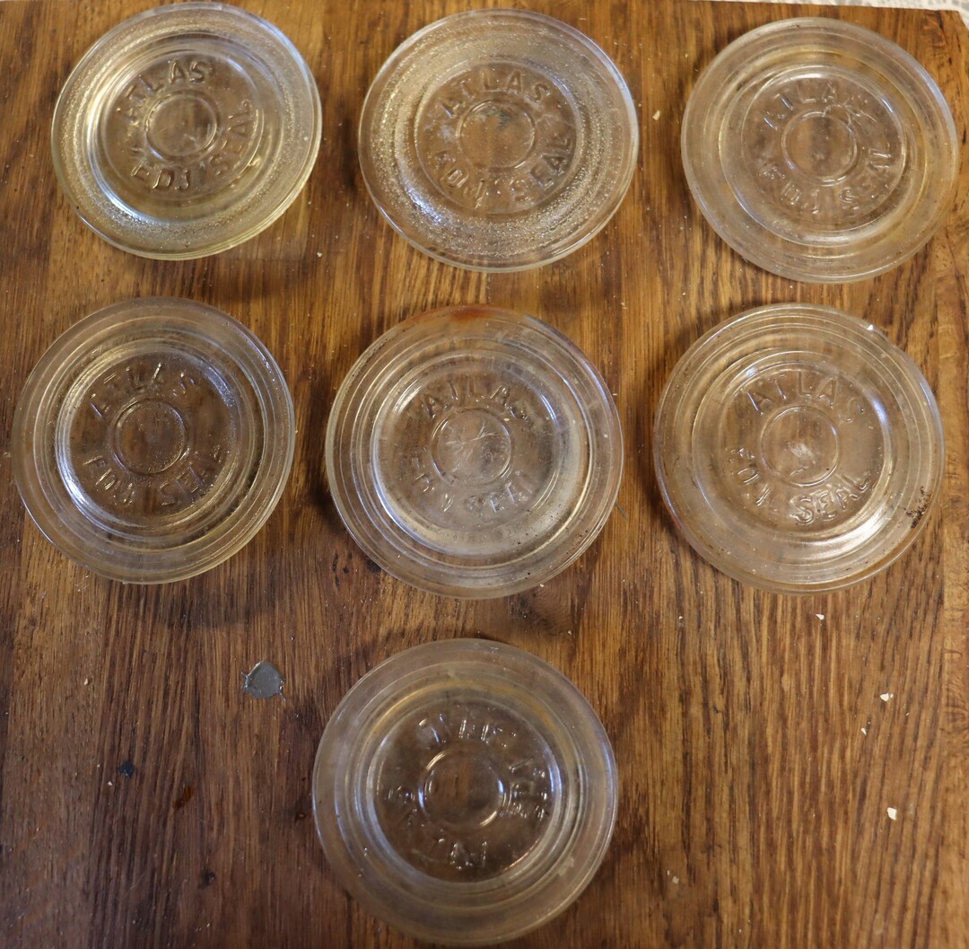 7 Vintage Glass Atlas Canning Jar Seals - Etsy