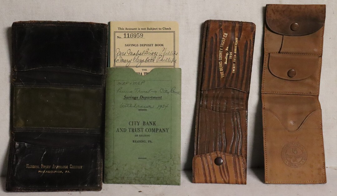 3 Vintage Leather Wallets and Bank Books - Etsy