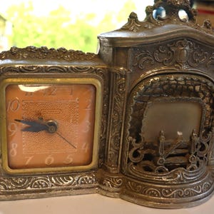 United Clock Corp Model 564 Mantle Clock Fireplace Antique Diecast ...