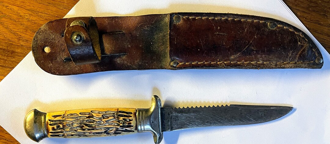 Vintage Colonial Knife With Leather Sheath - Etsy