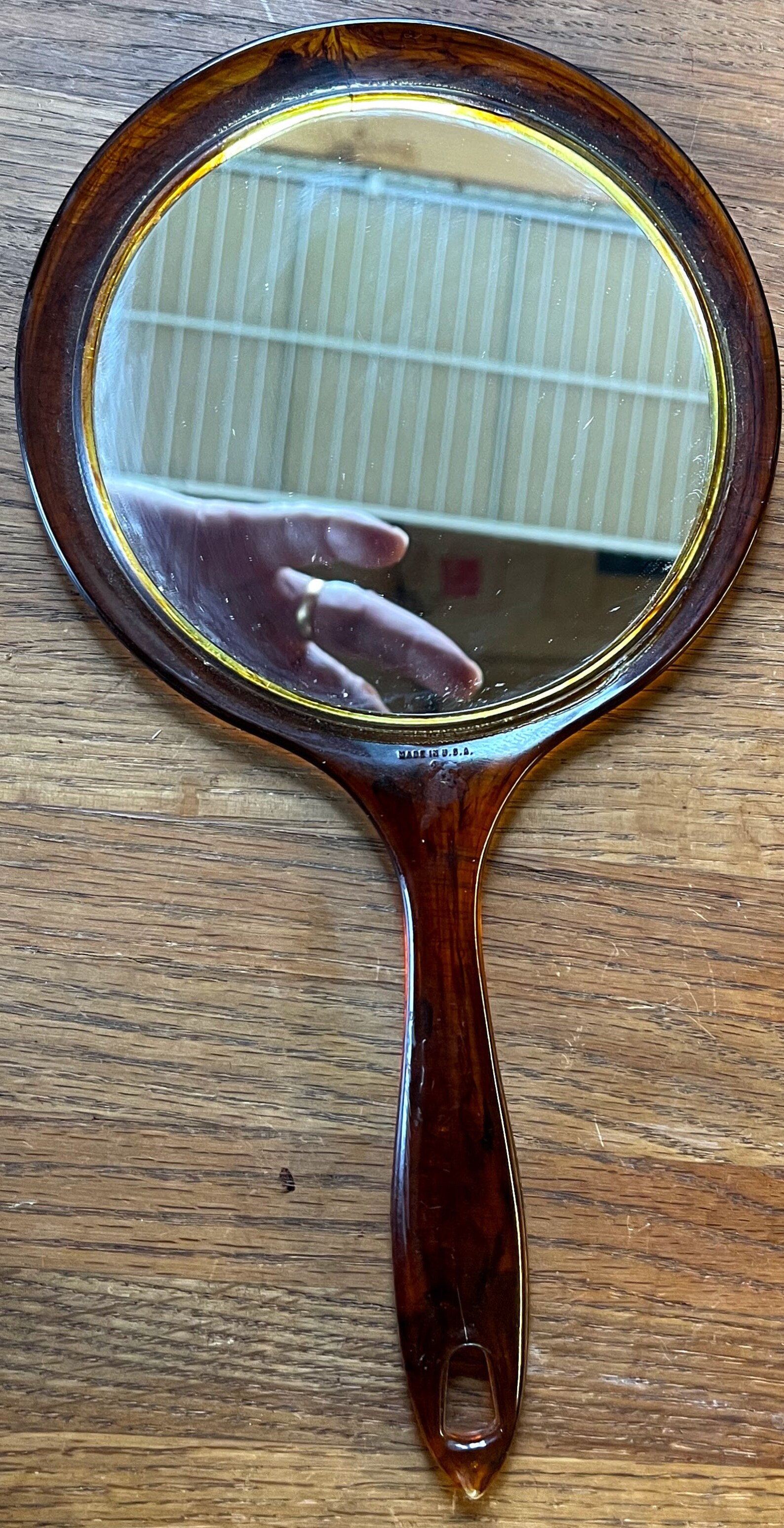 Vintage oval plastic hand mirror | Etsy