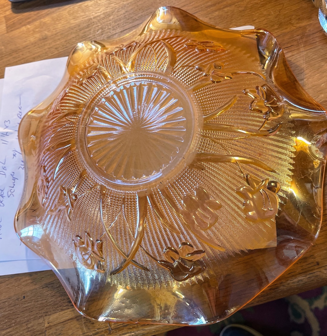 Vintage Iris and Herringbone Dish - Etsy