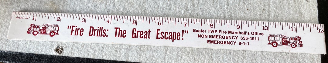Vintage Fire Drills 12 Inch Wood Ruler USA - Etsy
