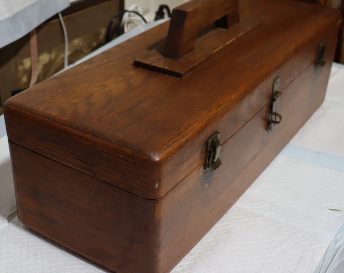 Beautiful Vintage Oak Tool Box Handmade 21 by 8 by 7 Inches - Etsy
