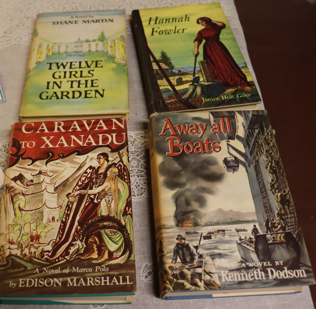 Vintage 1950s Book Set: Away All Boats, Hannah Fowler, Caravan to ...