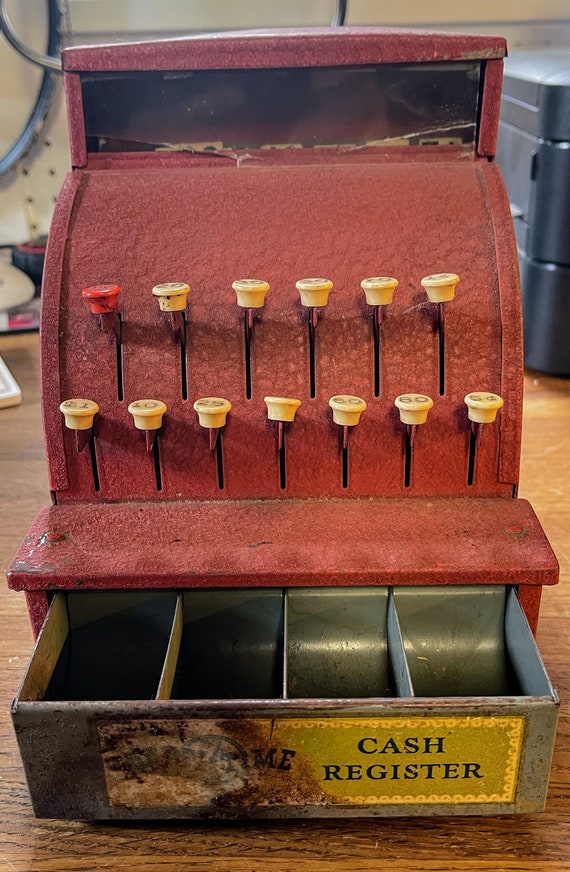 Vintage Happi Time Toy Tin Cash Register | Etsy