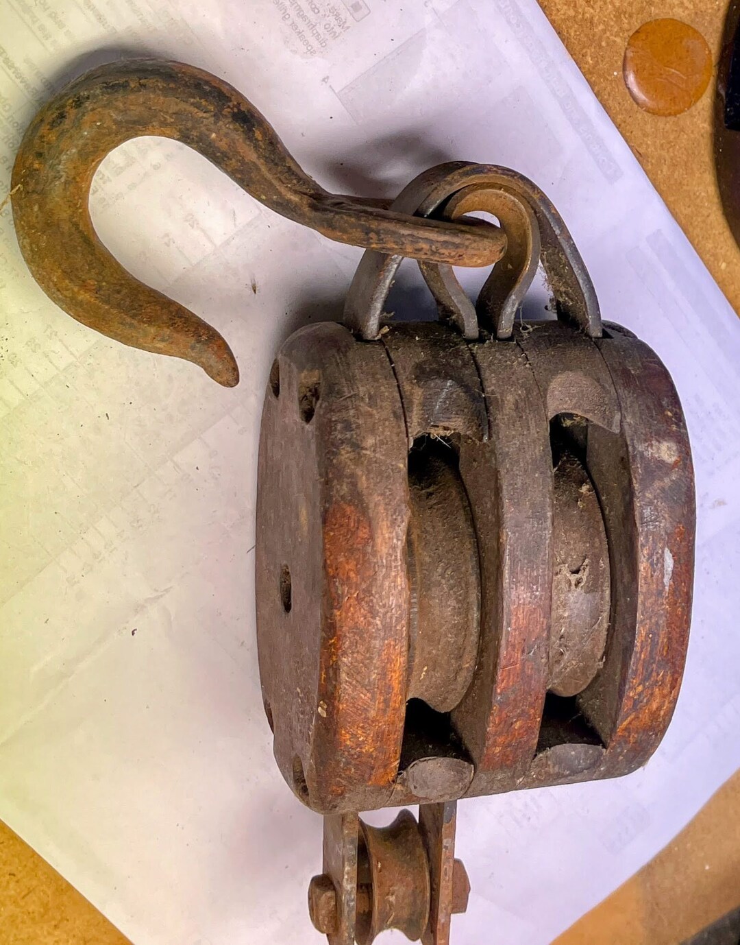 Vintage Heavy Metal Block and Hook: Rustic Pulley - Etsy