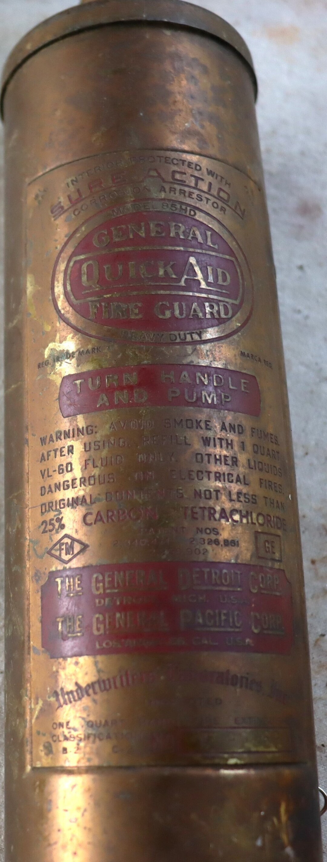 Vintage General Quick Aid Fire Guard 85HD the General Detroit Corp ...