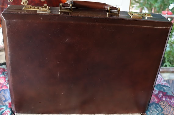 Vintage Franzen Briefcase Top Grain Burgundy Leather … - Gem