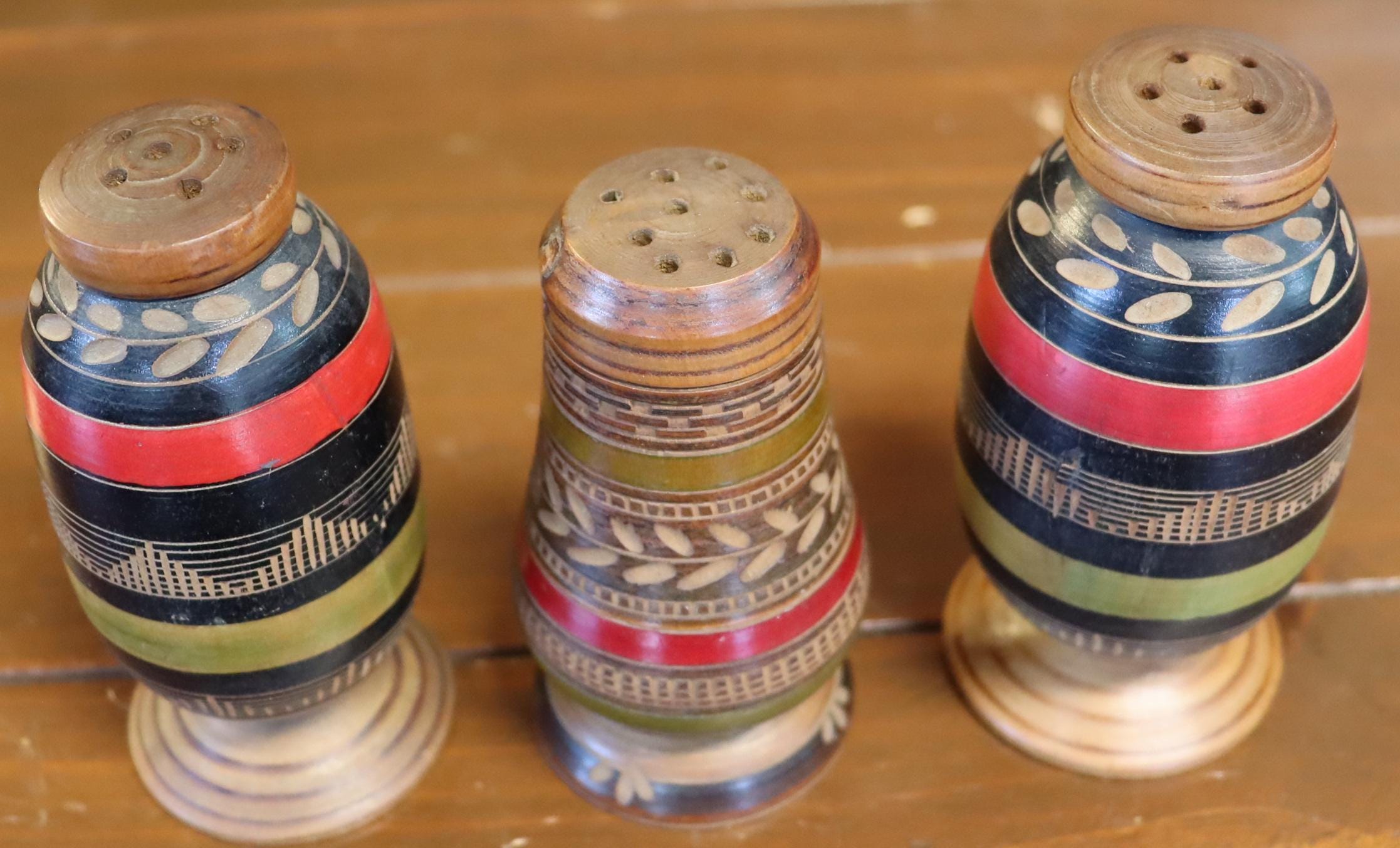 3 Wooden Salt and Pepper Shakers Made in Mexico Handmade - Etsy