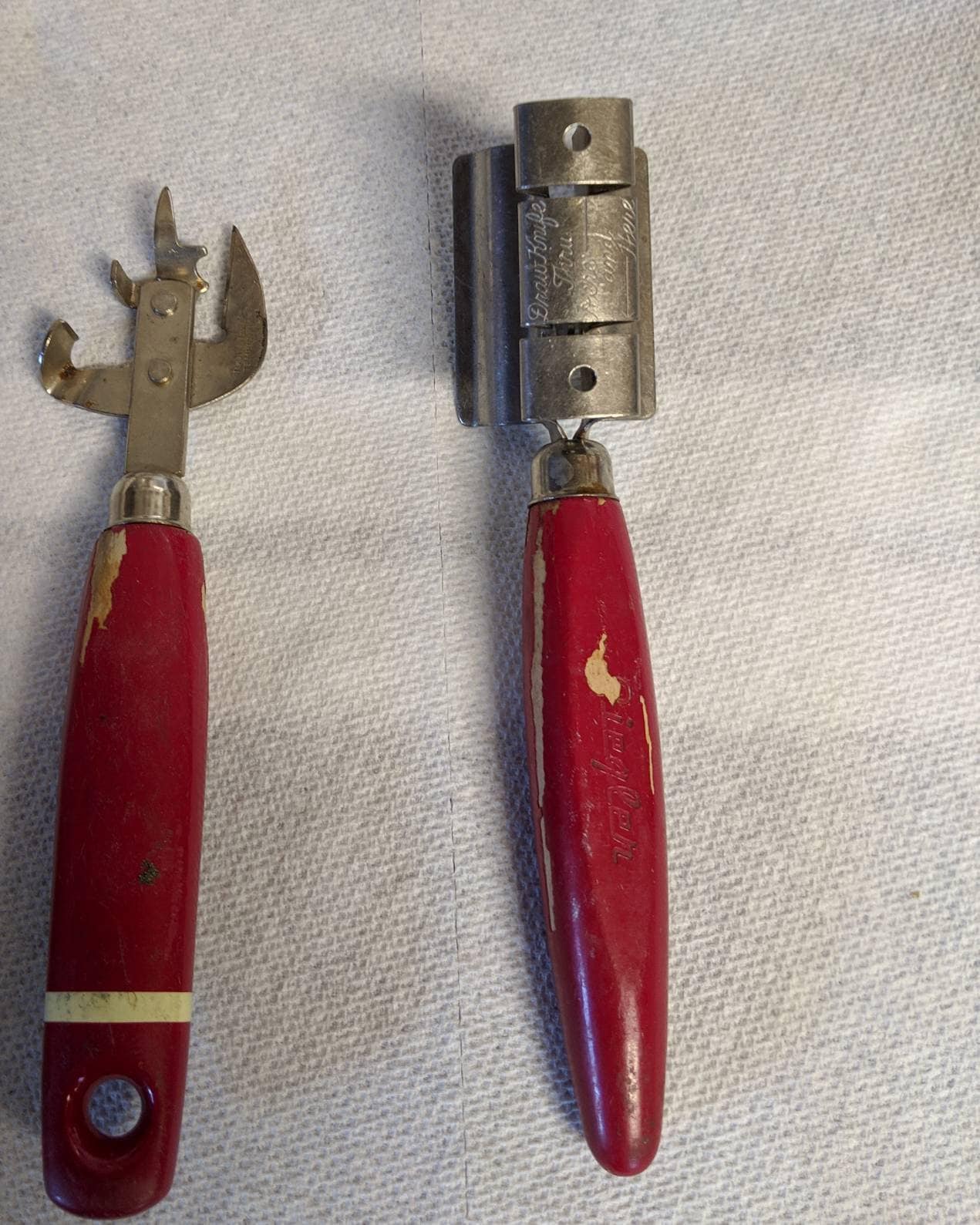 Vintage red handle can opener and knife sharpener | Etsy