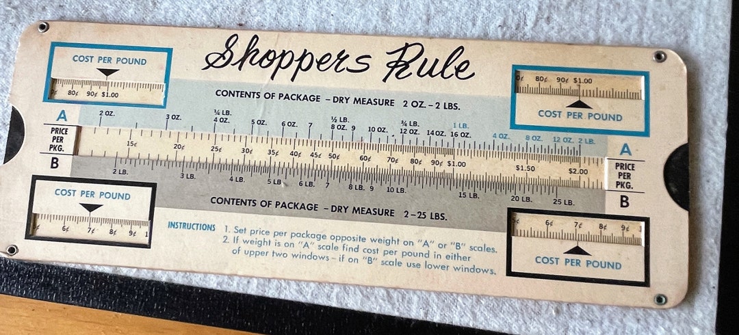 Vintage Shoppers Rule Slide Ruler 1966 by the Mart Co. - Etsy