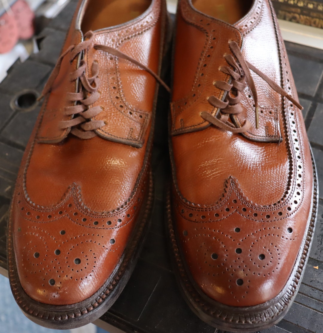 Vintage Pair of 12A Bostonia Leather Men's Wing-tip Shoes Never Worn ...