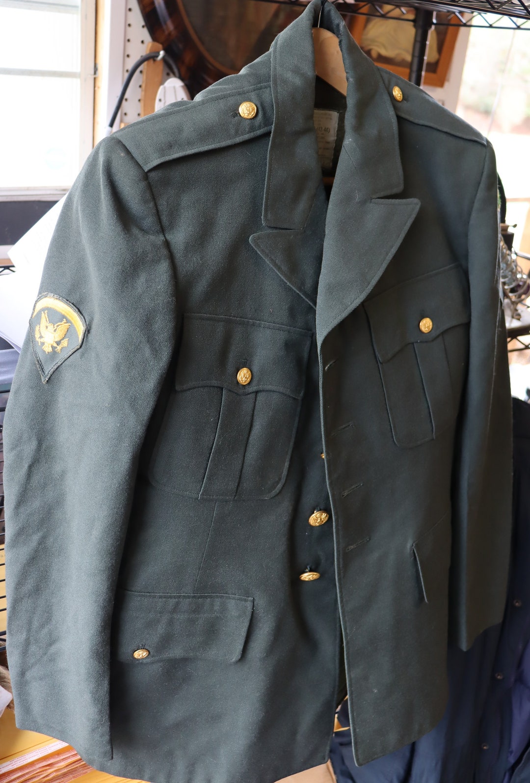 Vintage Army Jacket With Patches 40 R - Etsy