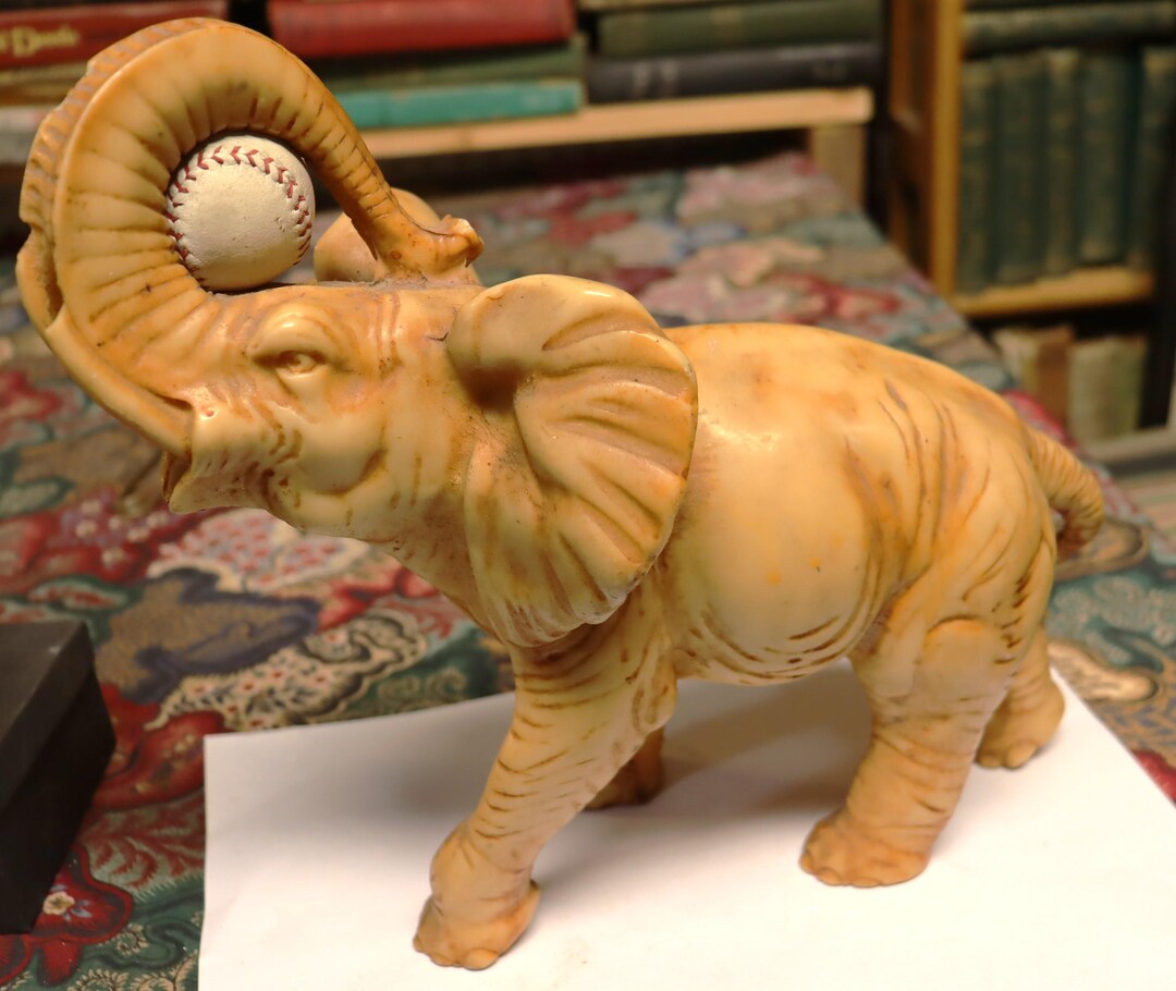 Vintage Unique Elephant With Baseball Made Out of Resin - Etsy