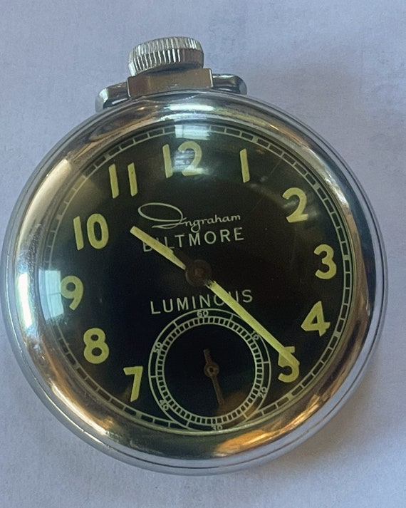Vintage Ingraham Biltmore Luminous pocket watch non-working | Etsy