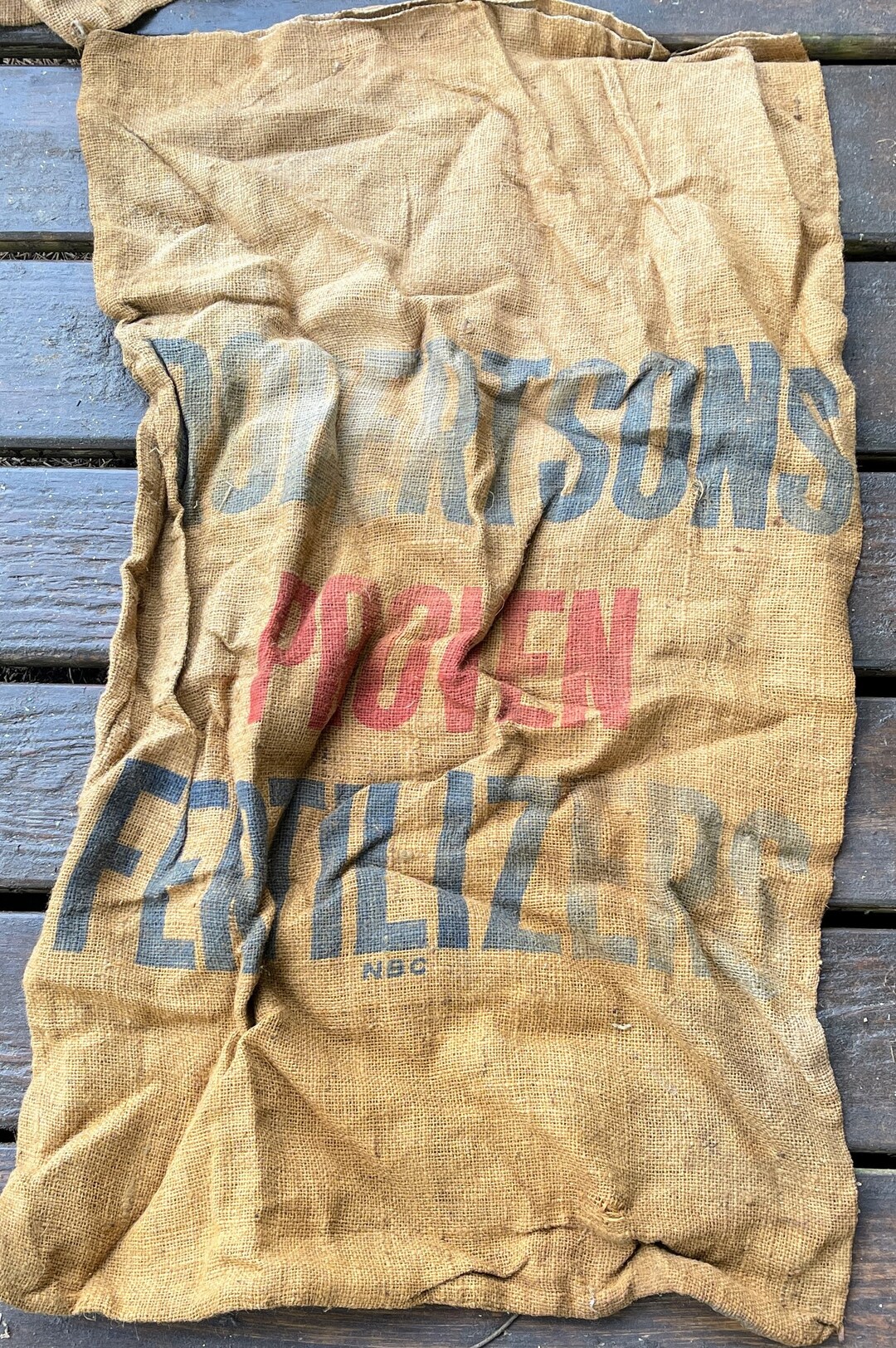 Vintage 36 by 24 Inches Burlap Sacks Robersons Printing Has a Few Minor ...