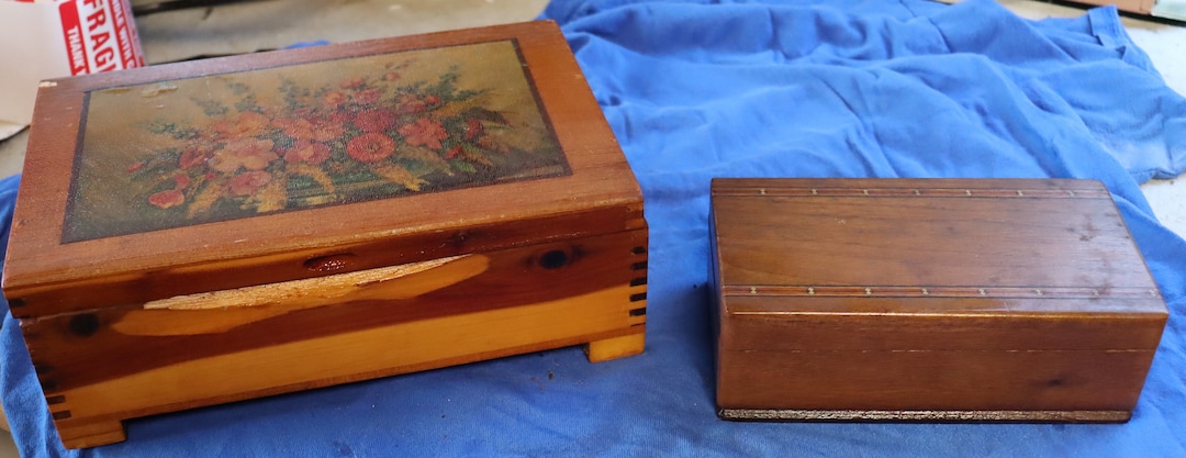 2 Vintage Wood Boxes One is From Norris Atlanta Candles - Etsy