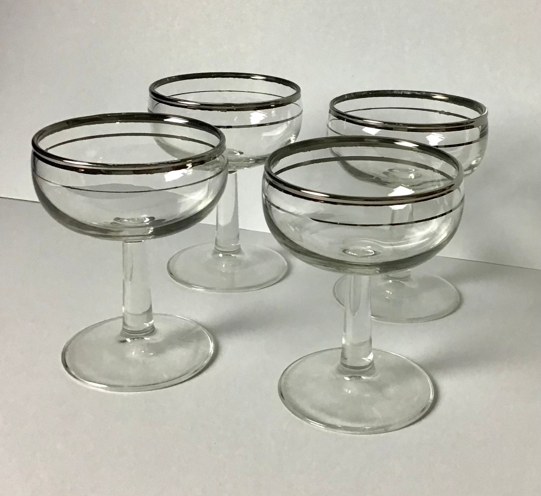 Silver Rim Champagne Wine Glasses Wedding Graduation Celebration Party ...