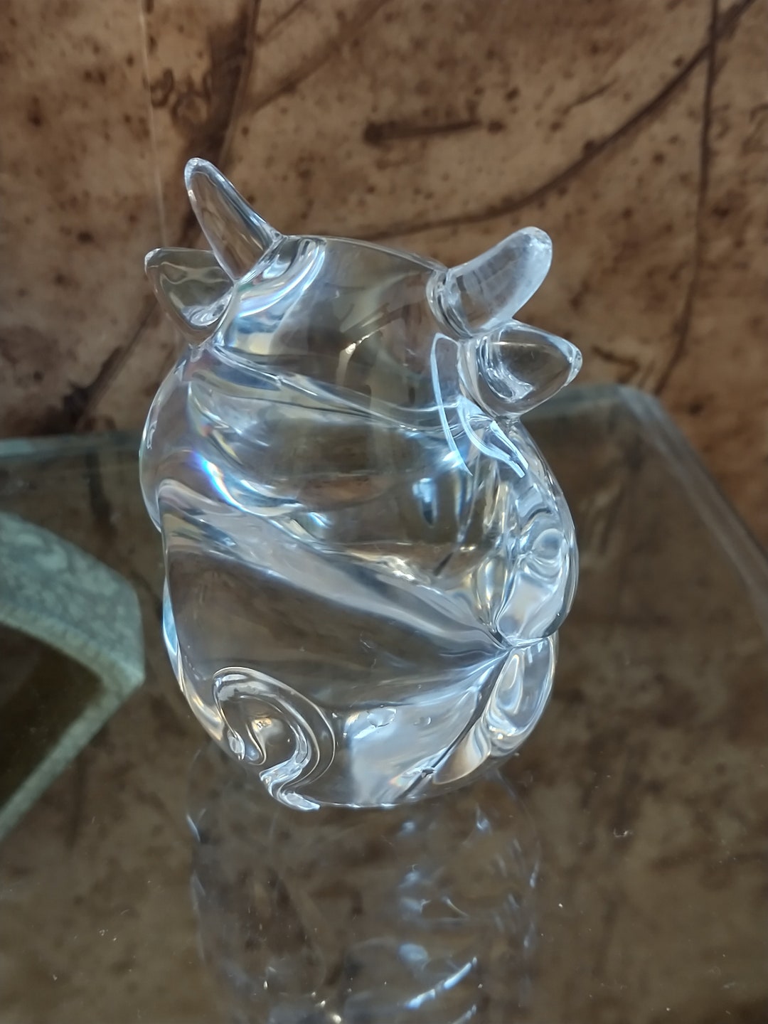 Steuben Crystal Clear Glass Figurine Sitting Cow Bull Paperweight - Etsy