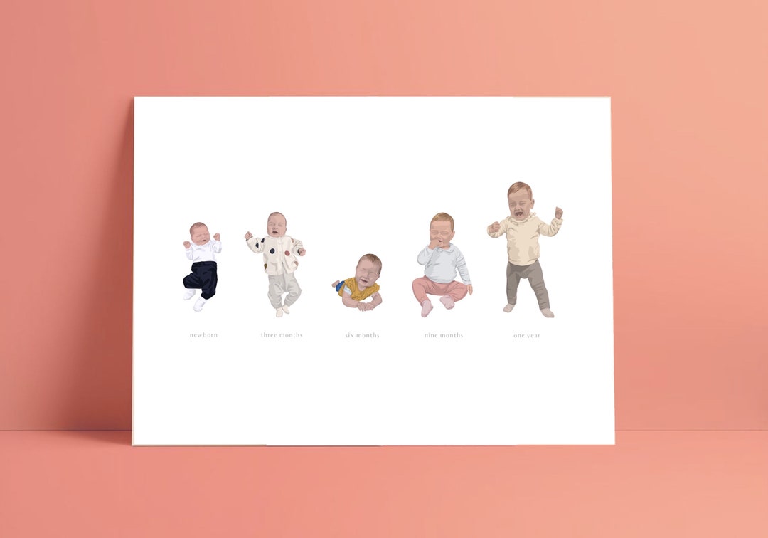 Babies First Year Portrait Illustration Commission - Bespoke Portraits ...