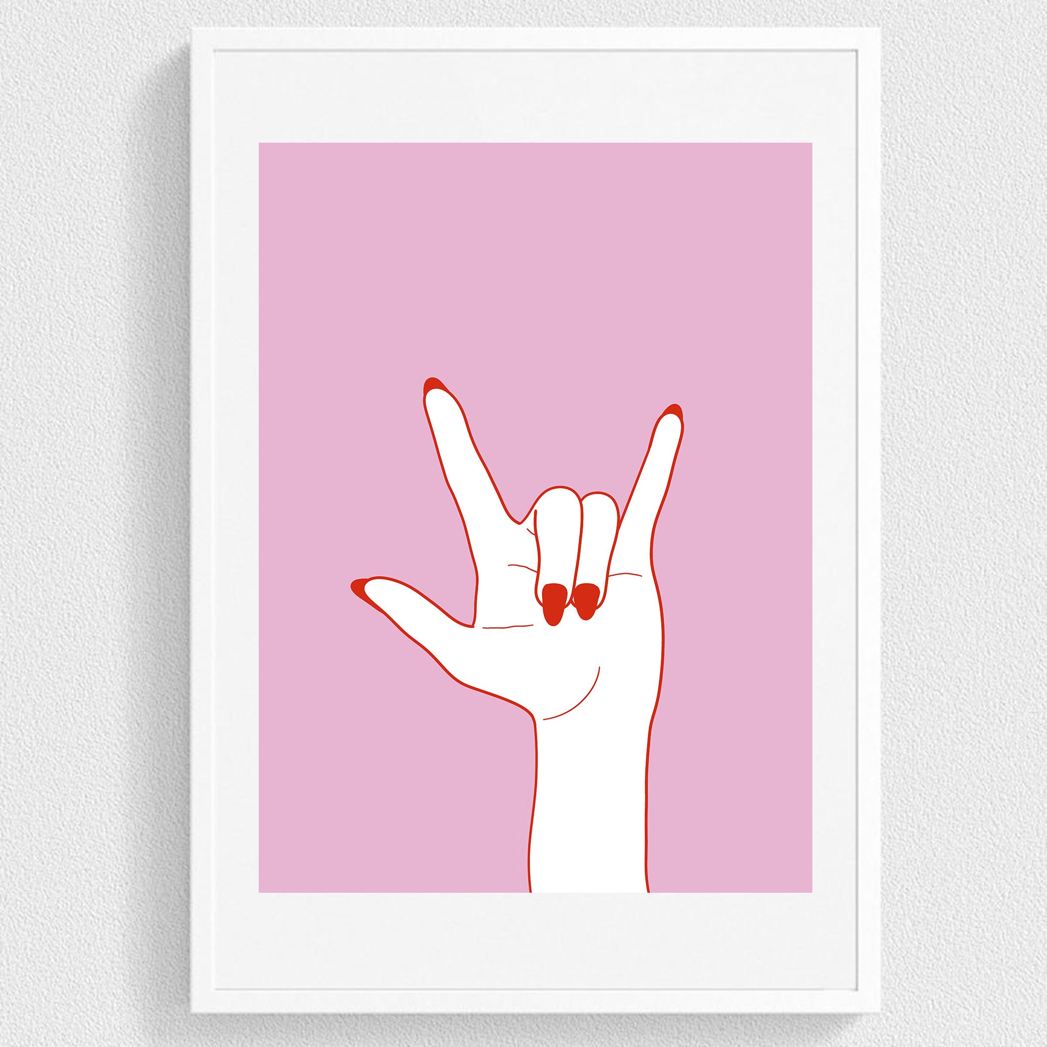 Rock on Hand Gesture Middle Finger Girl Power Pink - Etsy