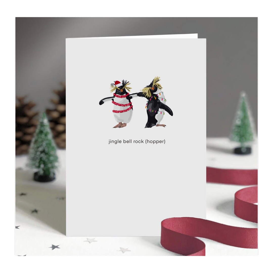 Jingel Bell Rock (hopper) - Penguin Christmas Pun Card - Etsy