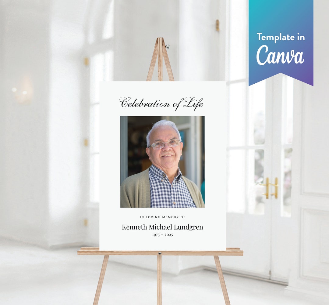 Large Memorial Welcome Sign | Classic Funeral Large Sign | Celebration ...