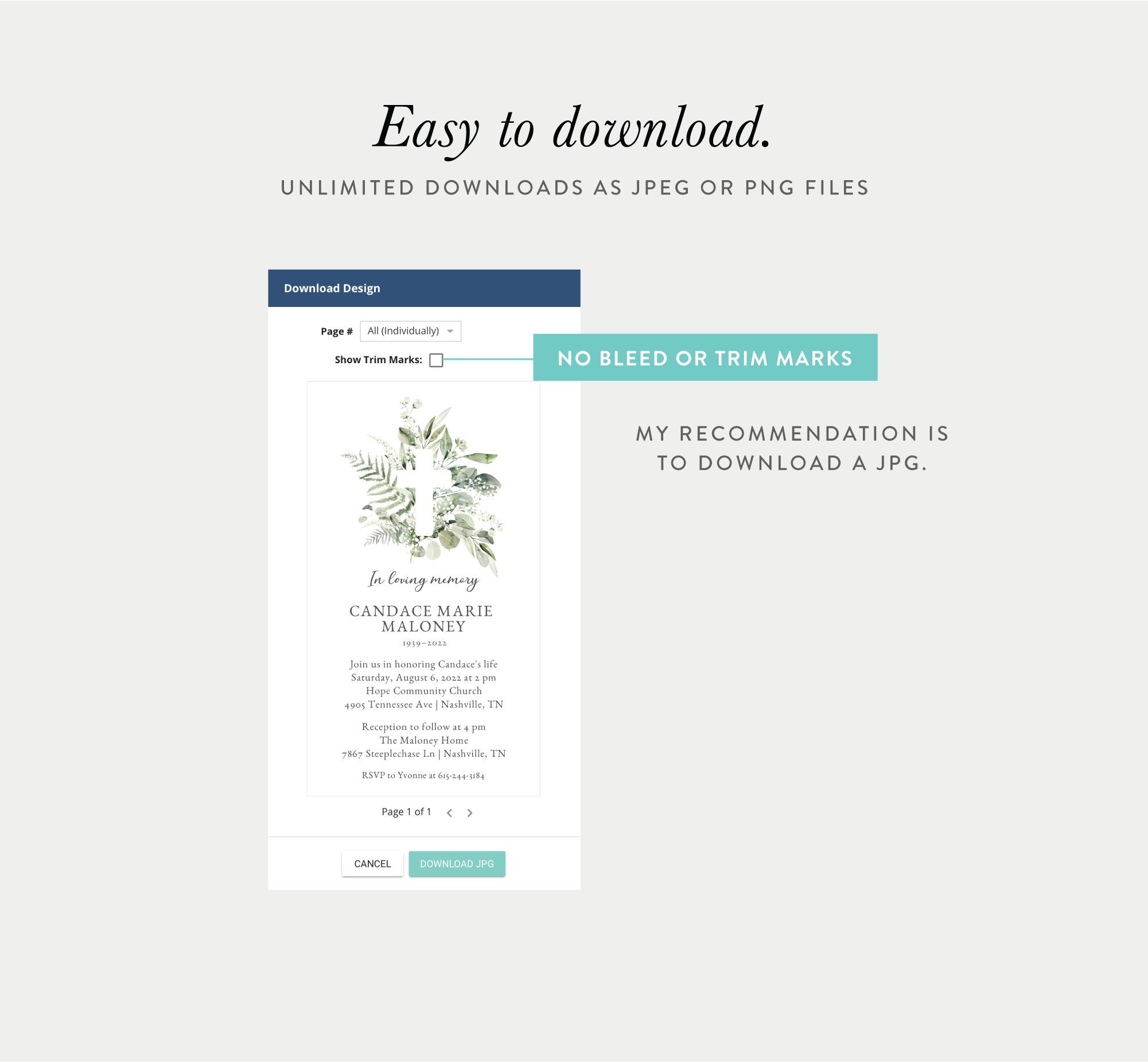 Digital Funeral Invite Phone Memorial Announcement Text - Etsy