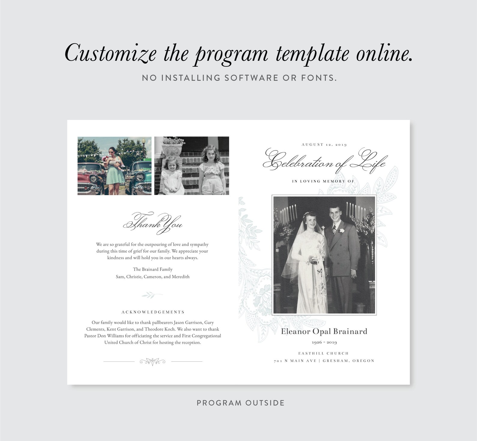 Editable Memorial Program, Printable Funeral Program ONLINE TEMPLATE ...