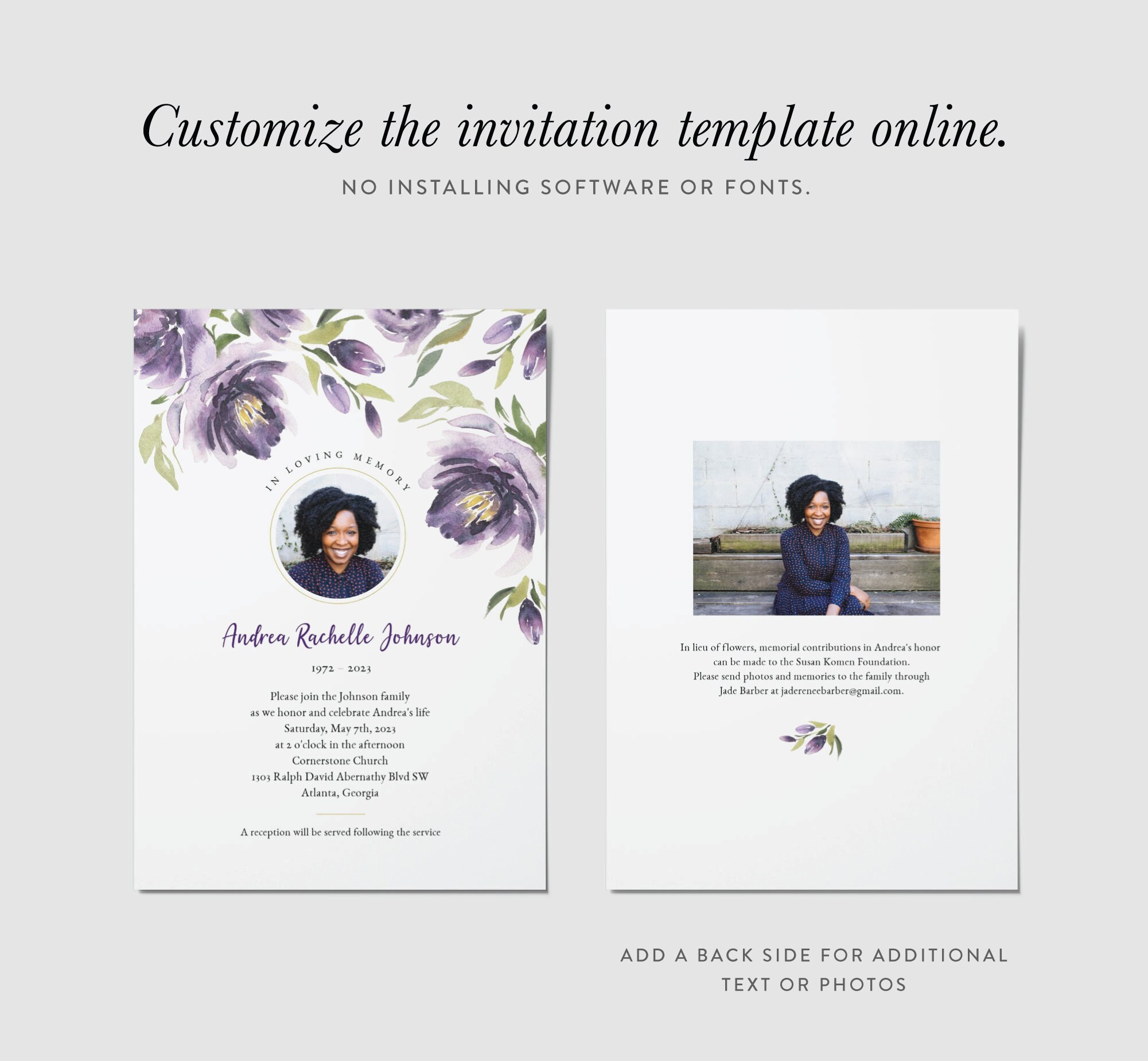 Editable Memorial Invitation Funeral Invitation | Etsy