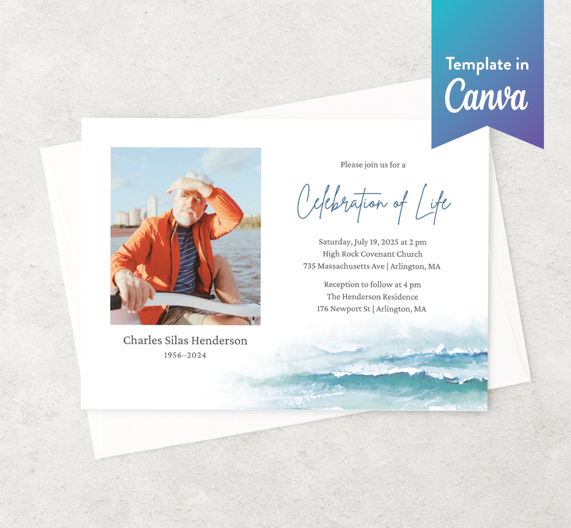 Editable Memorial Invitation Funeral Invitation Celebration of Life ...