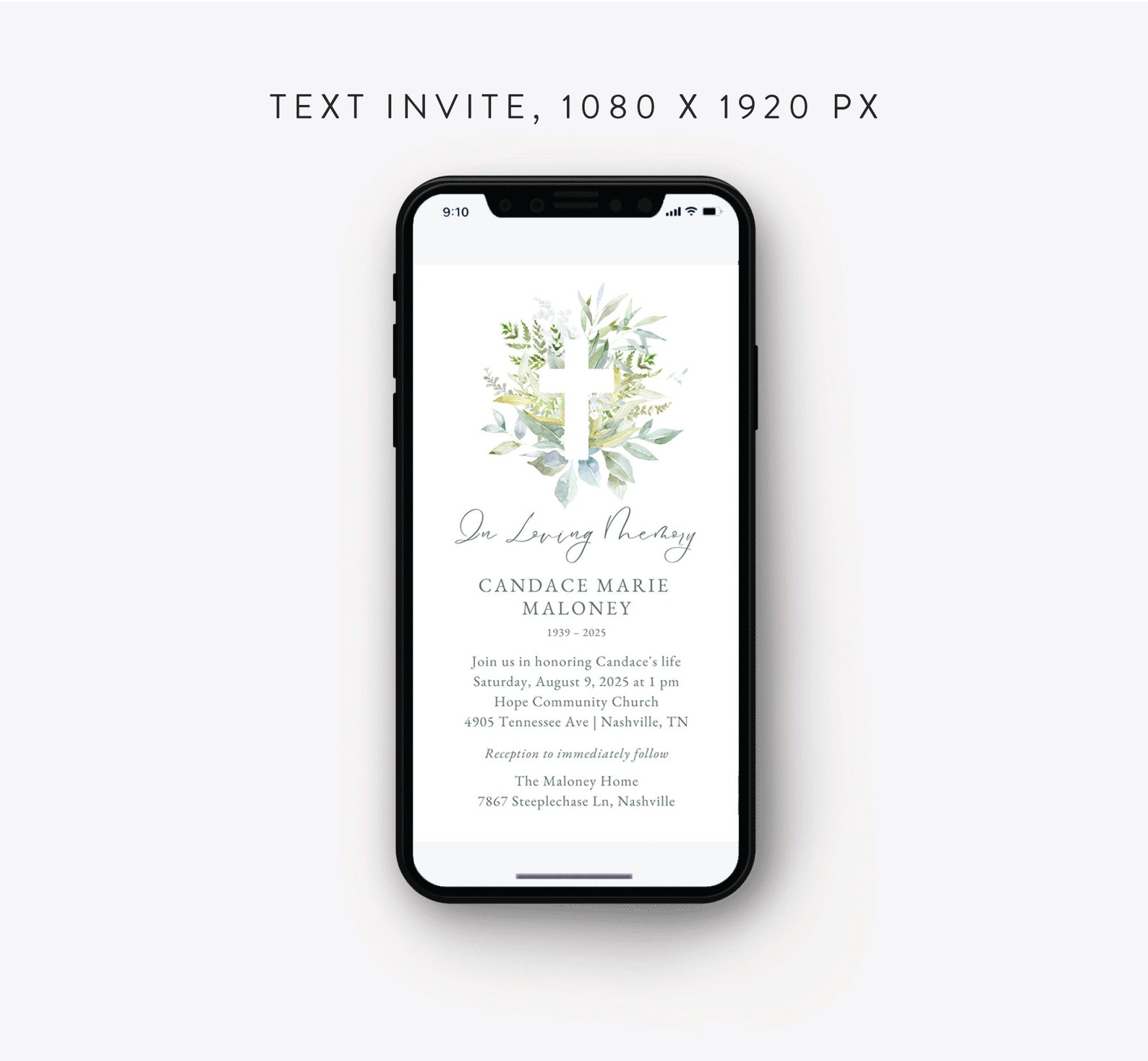 Text Invite Digital Religious Funeral Invite Phone Funeral - Etsy