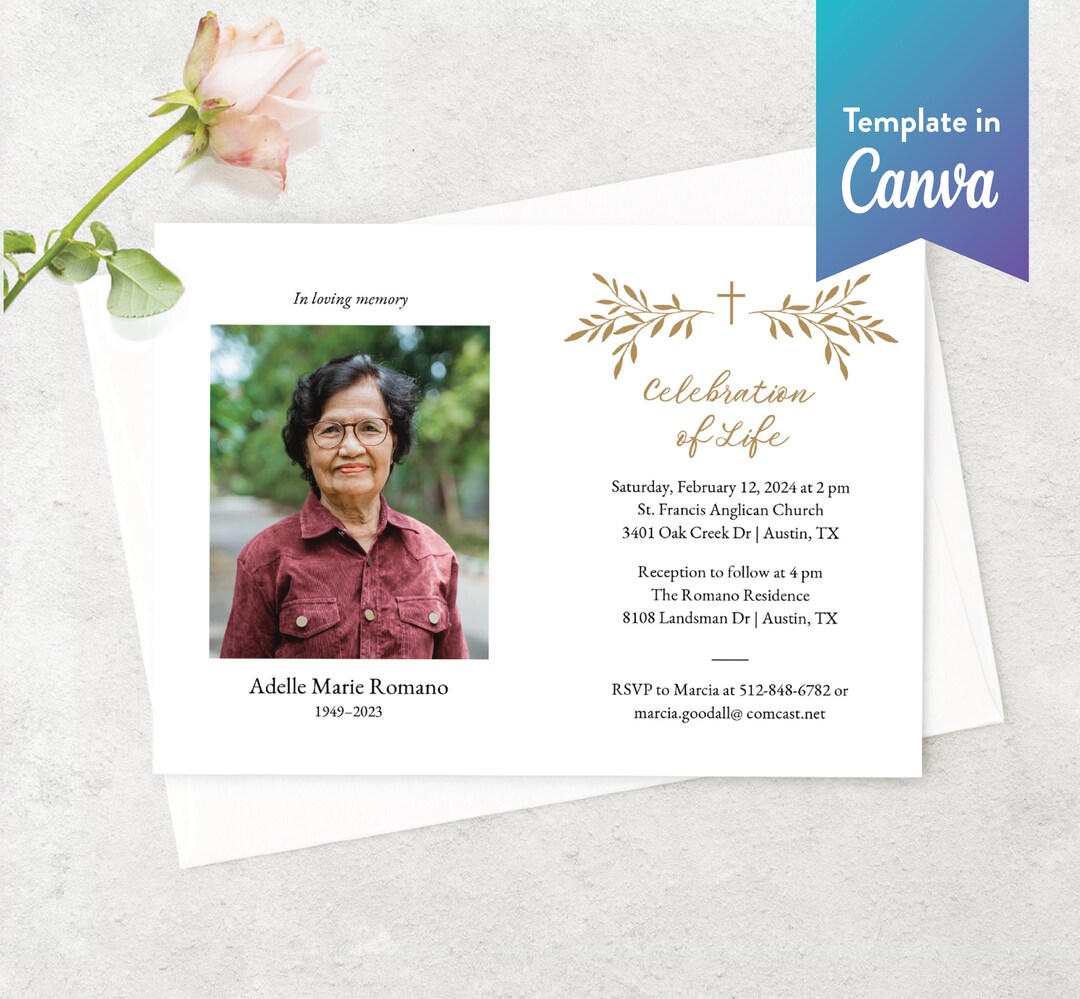 Editable Memorial Invitation | Religious Funeral Invitation ...