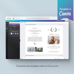 Editable Memorial Program, Printable Funeral Program Bi-fold CANVA ...