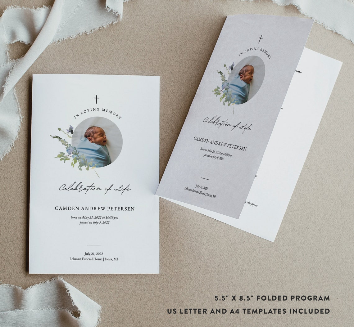 Blue Wildflower Canva Template Bundle of 4 Editable - Etsy