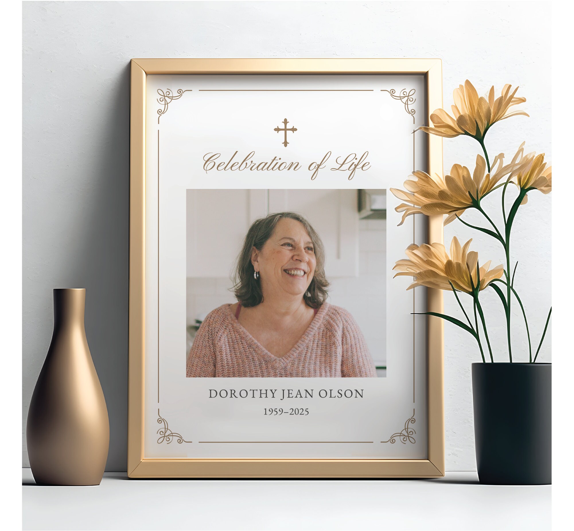 Large Memorial Welcome Sign Gold Cross Funeral Large Sign Religious ...
