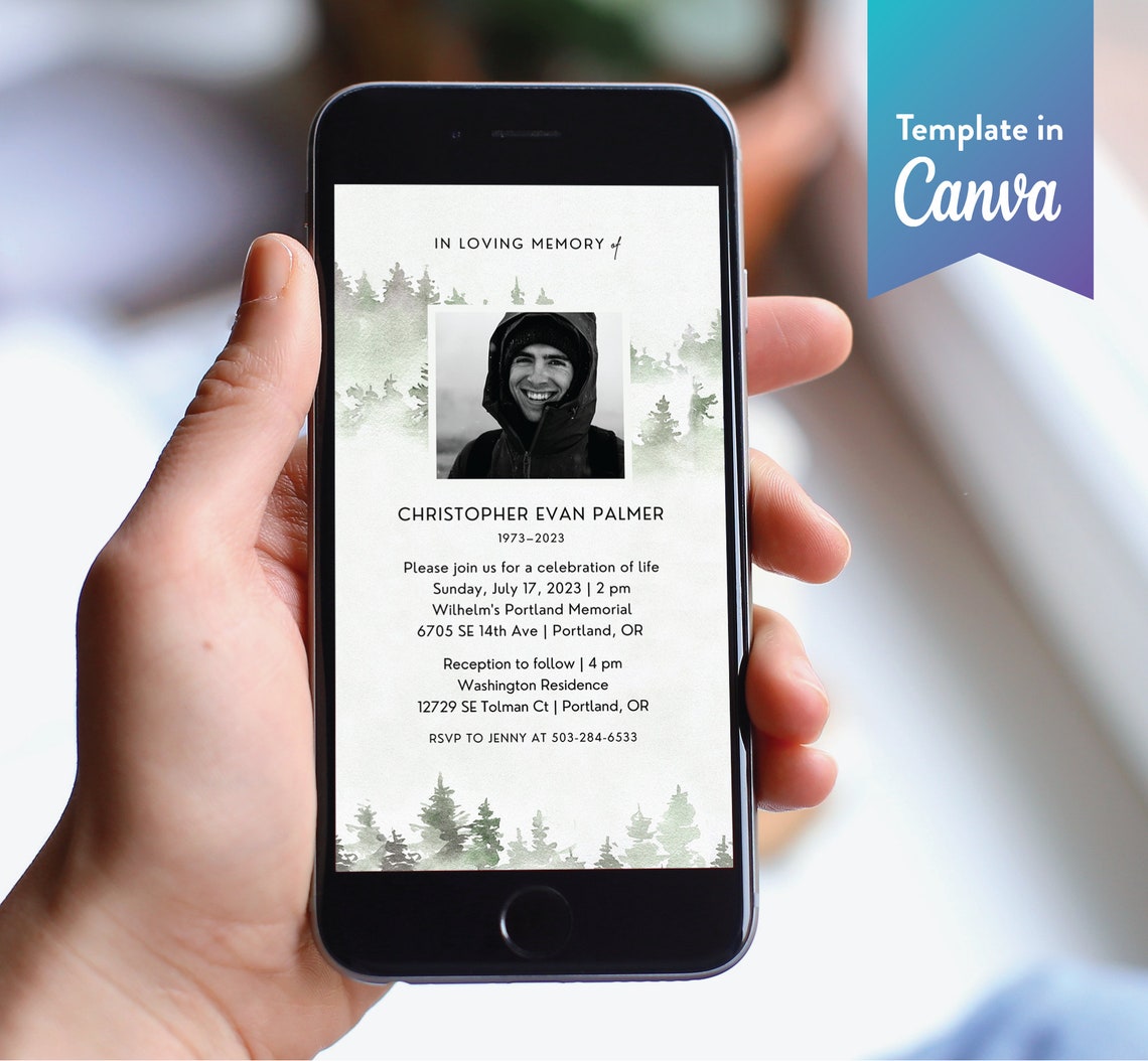 Text Invite Digital Funeral Invite Phone Funeral - Etsy