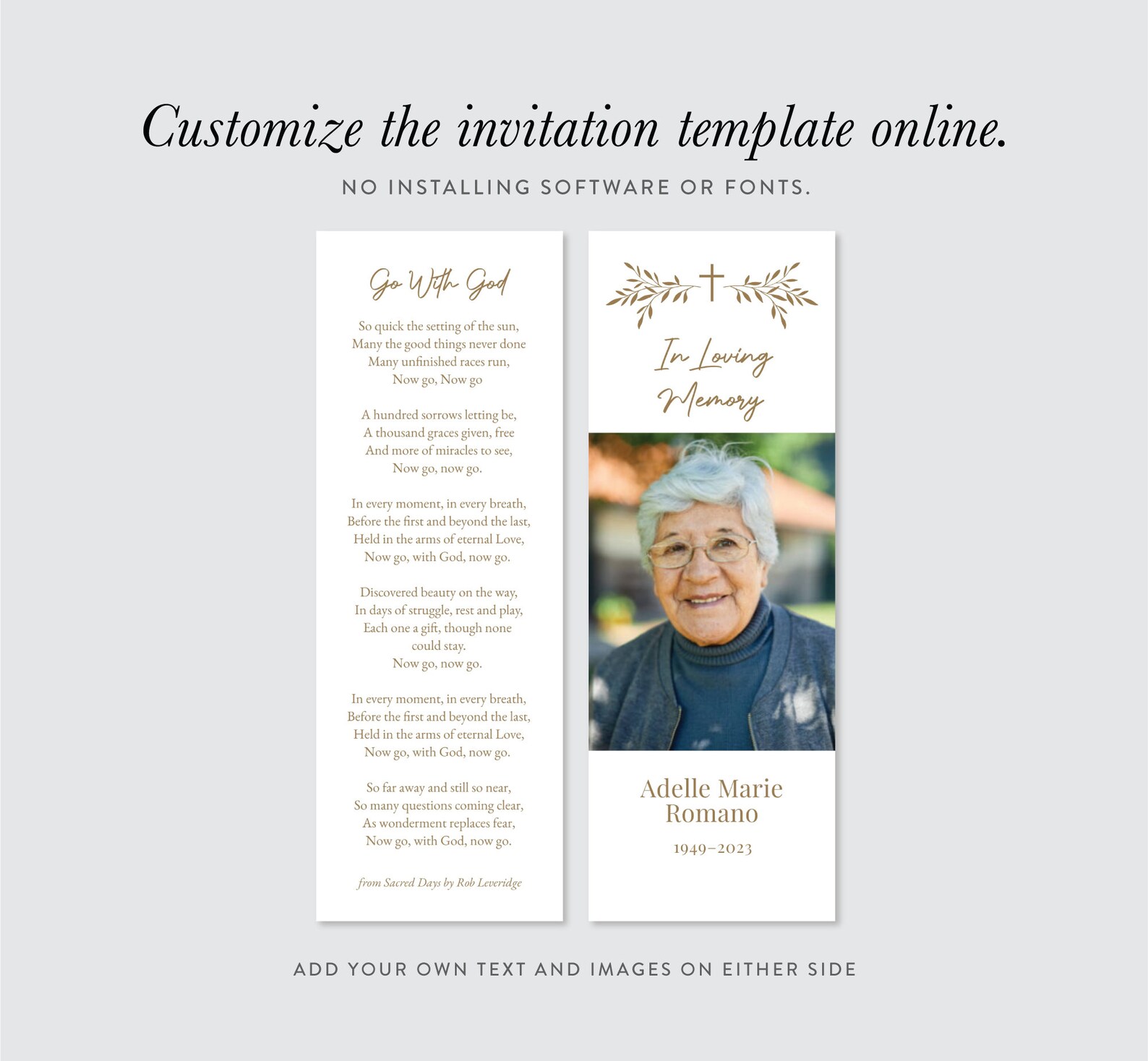 Editable Funeral Bookmark Printable Memorial Bookmark 2.5 X 7 - Etsy